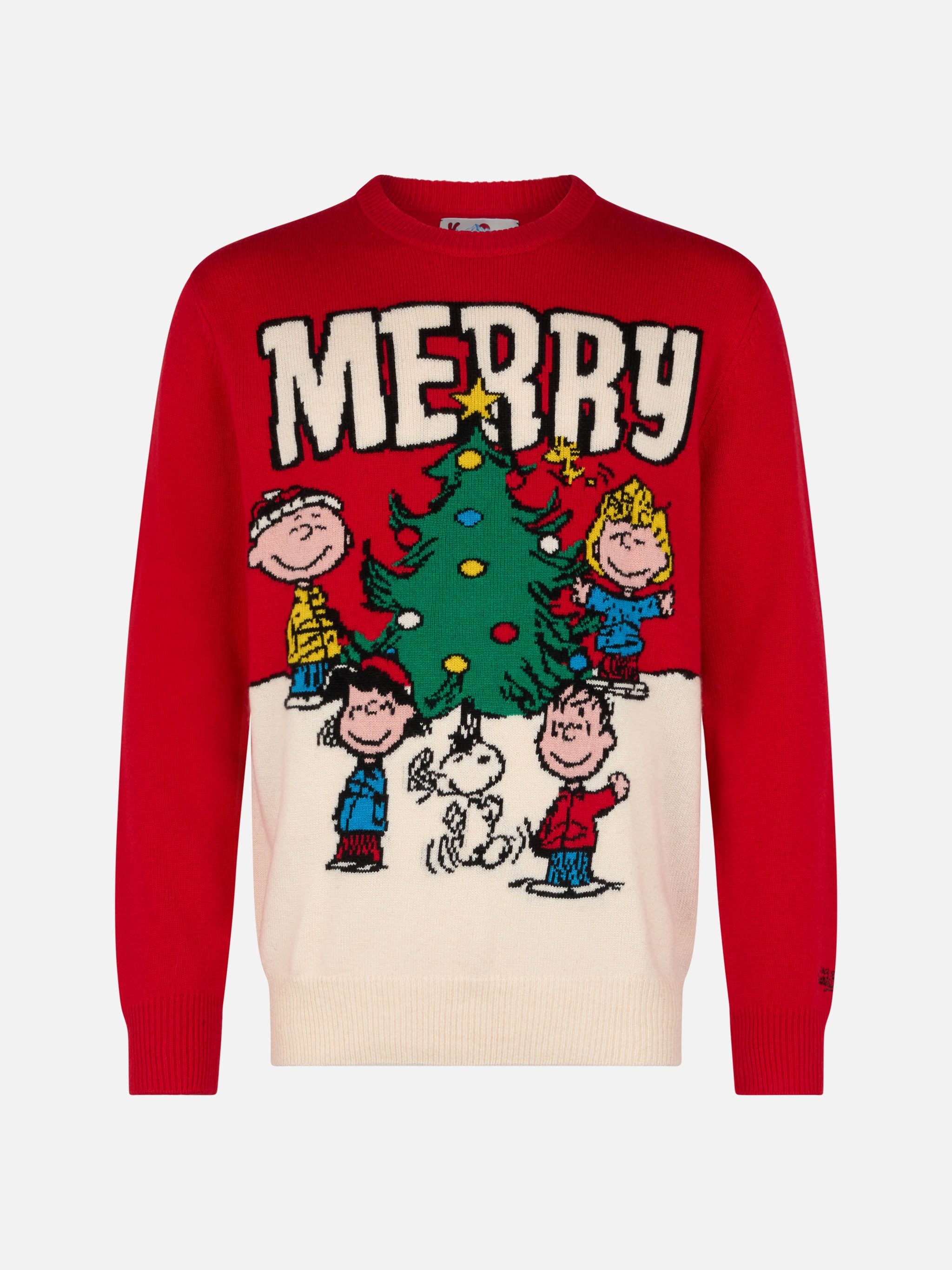 Man red sweater Heron with jacquard print Peanuts merry | SNOOPY PEANU ...