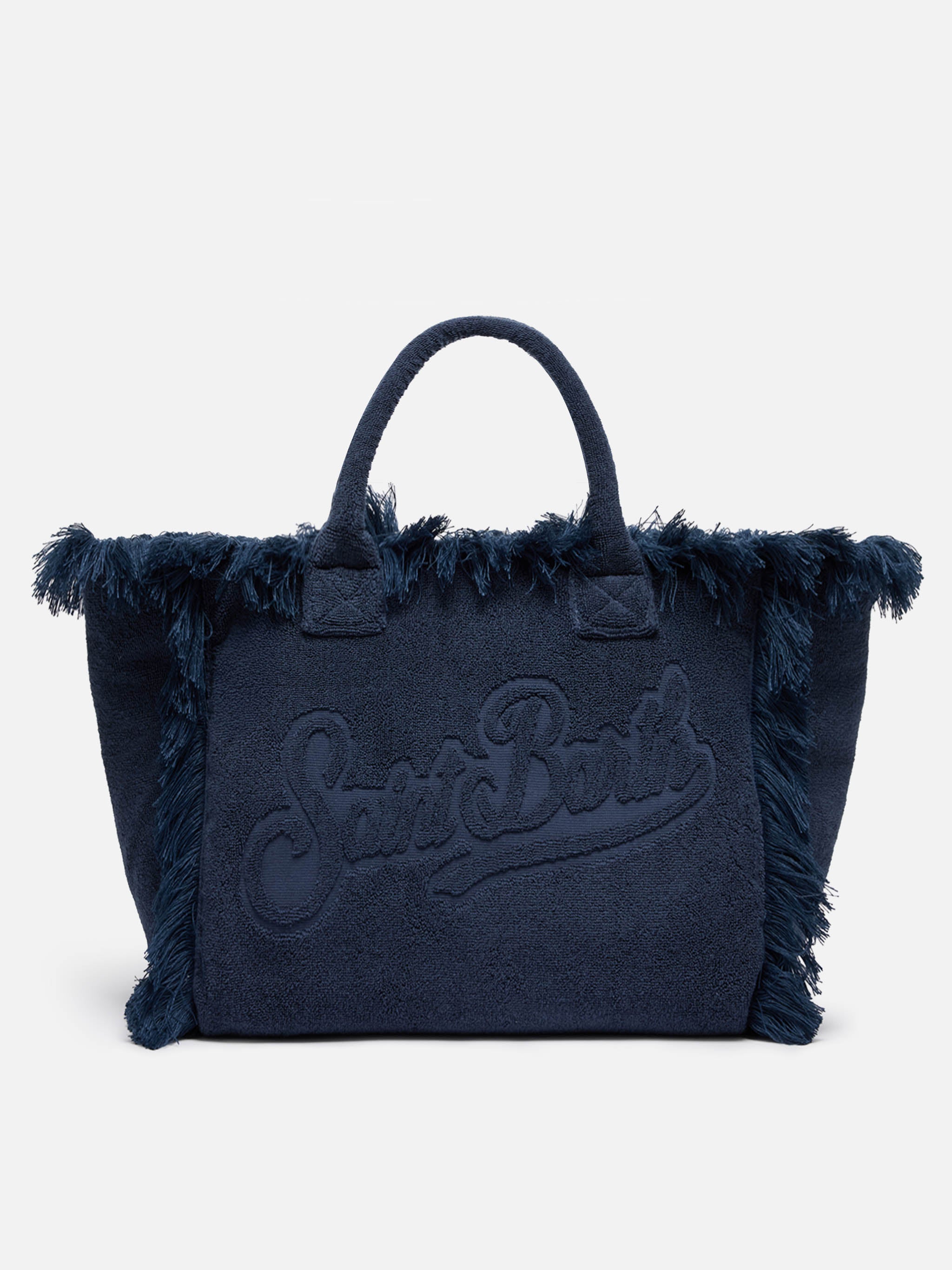Vanity Terry navy blue tote bag with embossed logo – MC2 Saint Barth